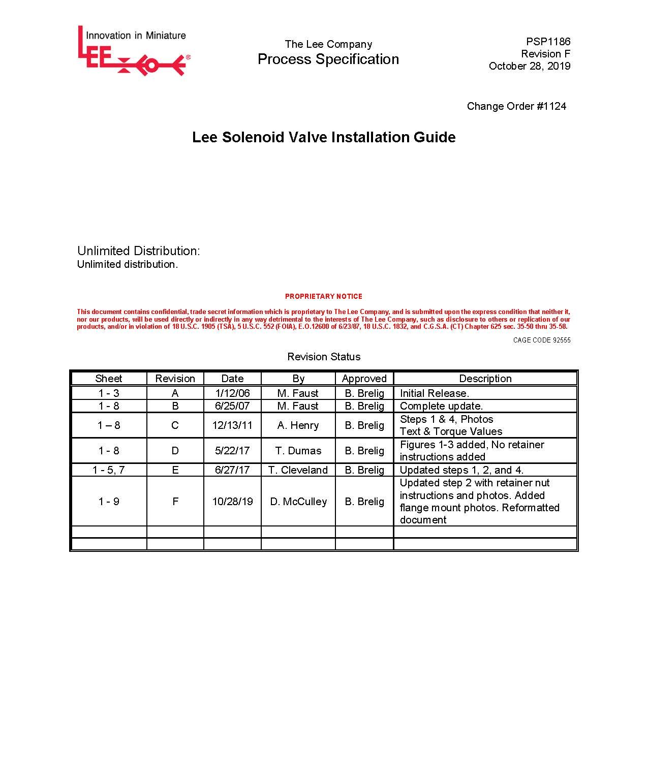 PS P1186 REV F: Solenoid Valve Installation Guide | The Lee Co